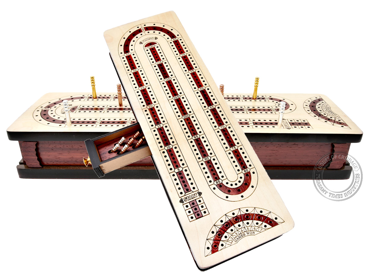 3 Track Continuous Cribbage Board Inlaid In Maple And Bloodwood Inlaid ...