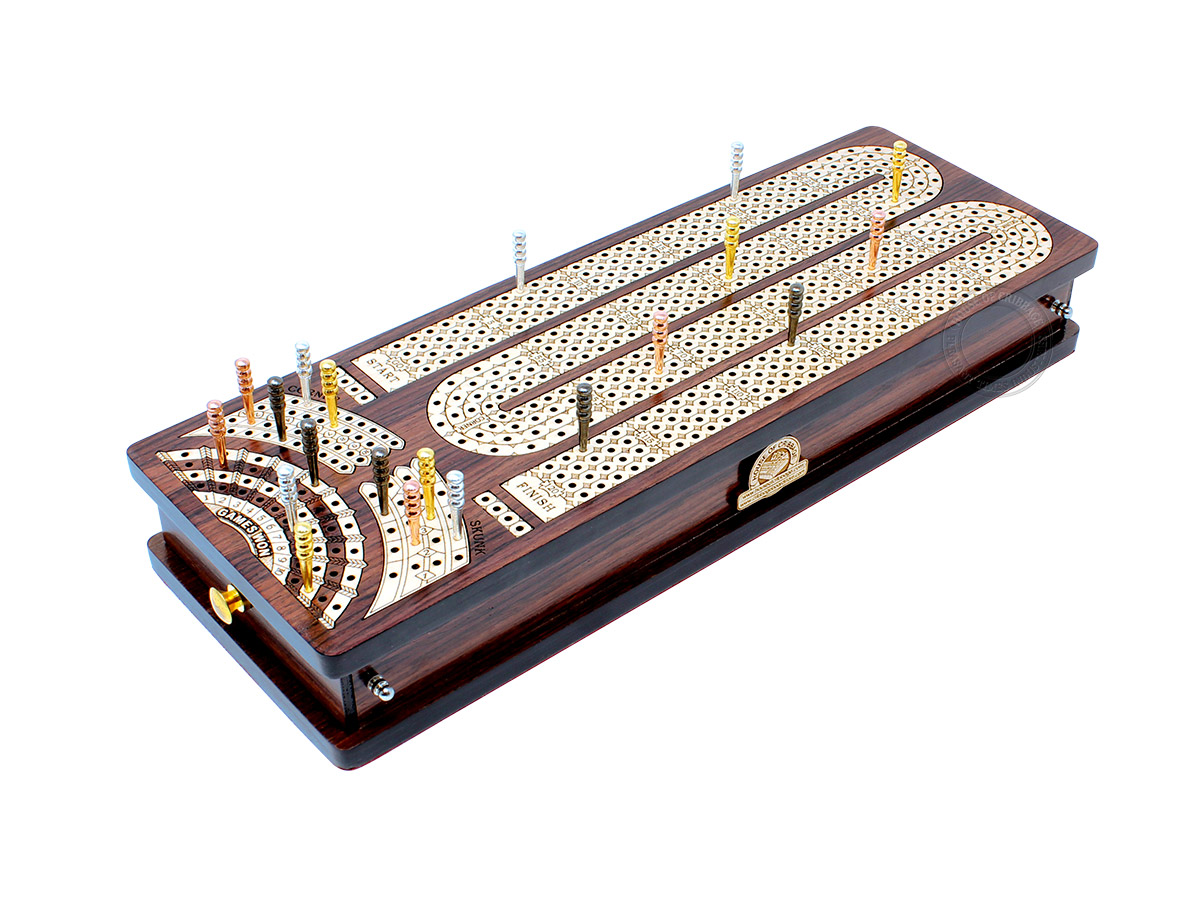 3 Track Continuous Cribbage Board Inlaid In Bloodwood Maple Wood ...